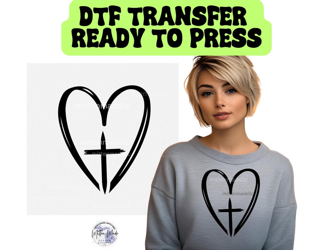 Heart Cross DTF Transfer | Heat Transfer | Ready to Press | Valentines ...