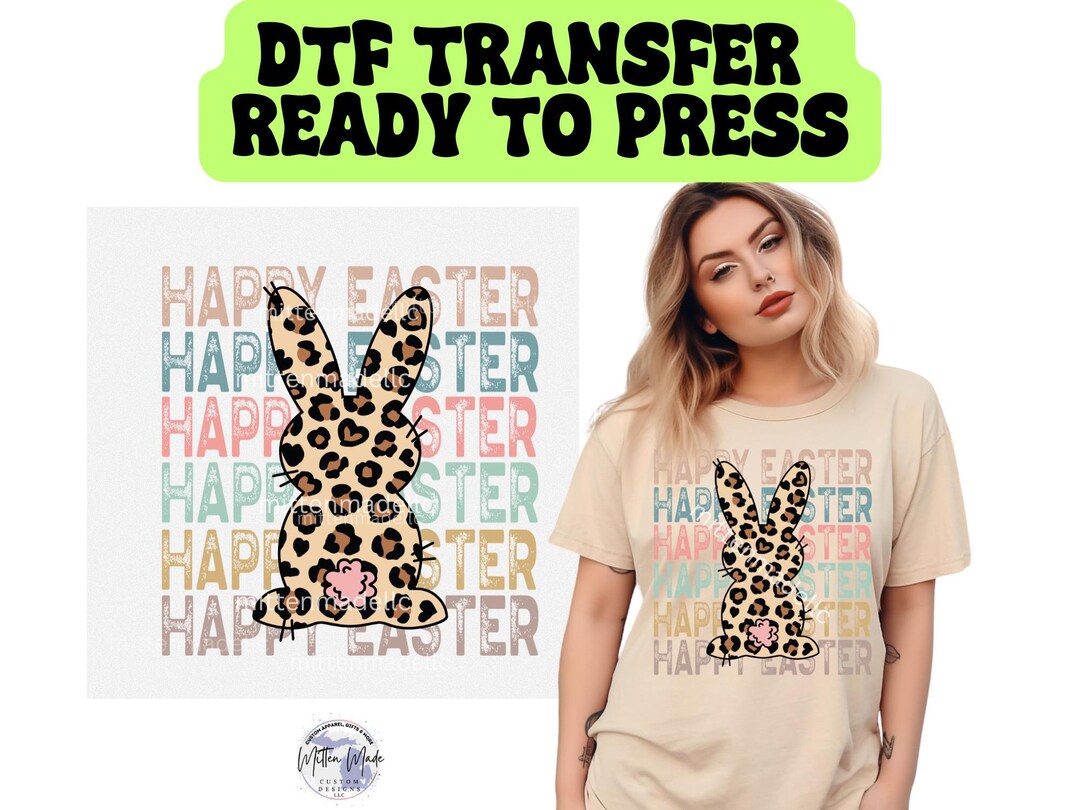 Happy Easter Cheetah Bunny DTF Transfer | Ready to Press | Heat ...