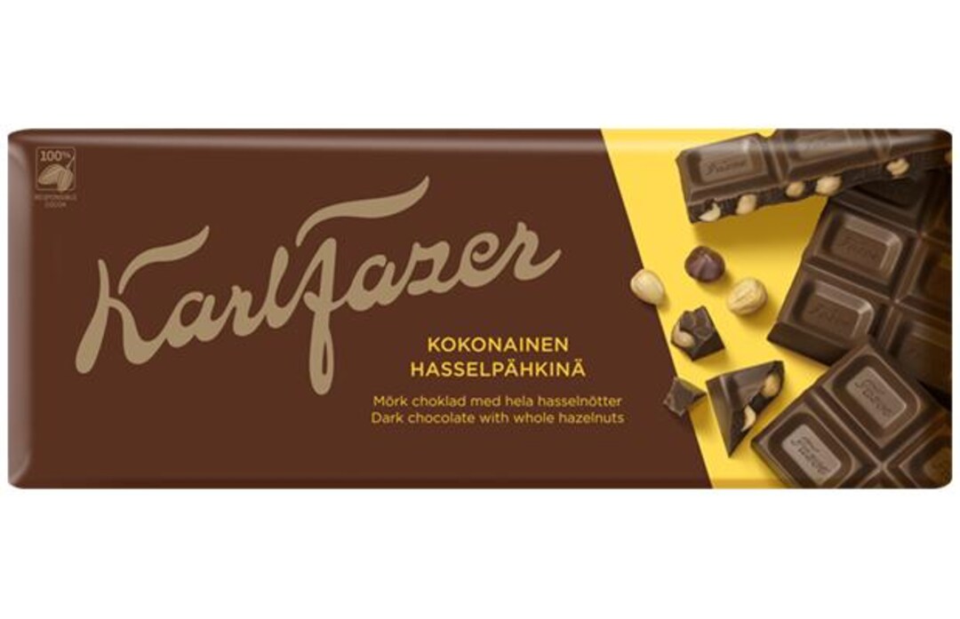 200g Dark Whole Hazelnuts Chocolate Tablet KARL FAZER Finland - Etsy