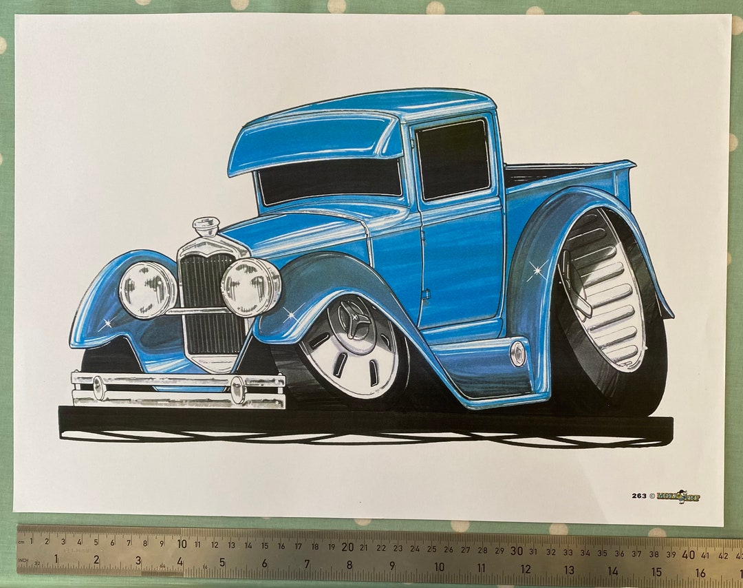 Ford Model A Pick up Caricature A3 Vintage Print, 1998 - Etsy