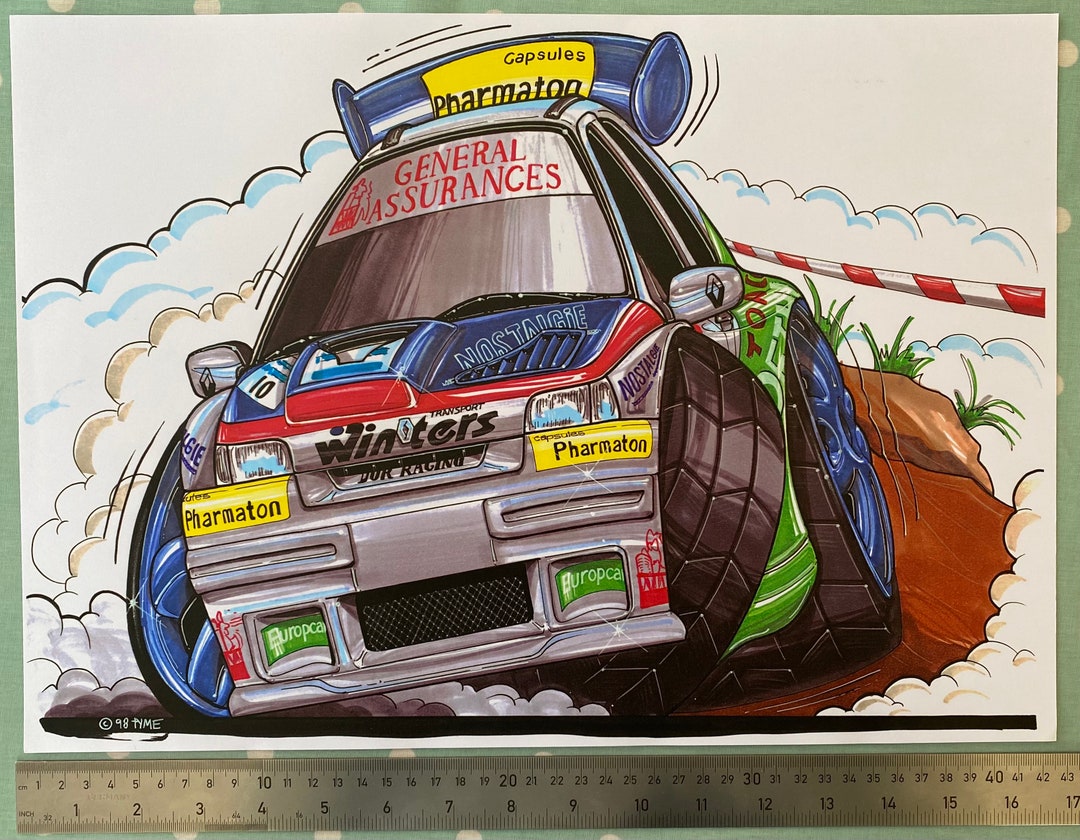 Renault Clio Caricature A3 Vintage Print, C.1998 - Etsy