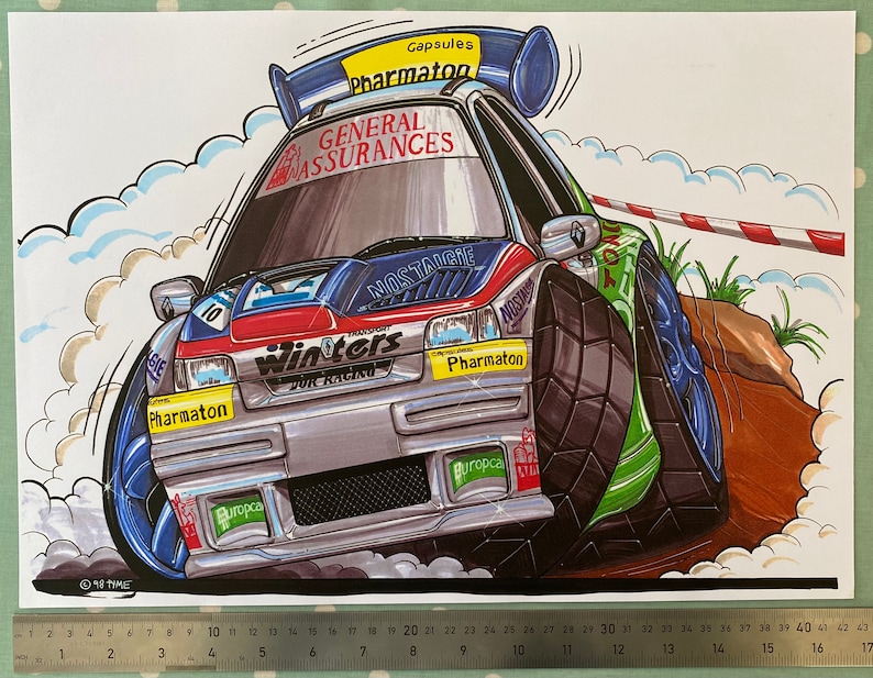 Renault Clio Caricature A3 Vintage Print, C.1998 - Etsy