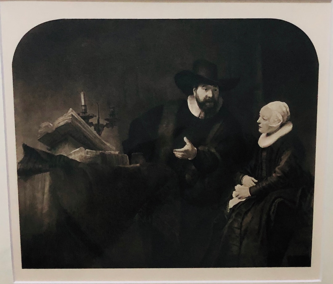 Rembrandt Harmensz Van Rijn: anslo the Preacher Exhorting a Young Woman ...