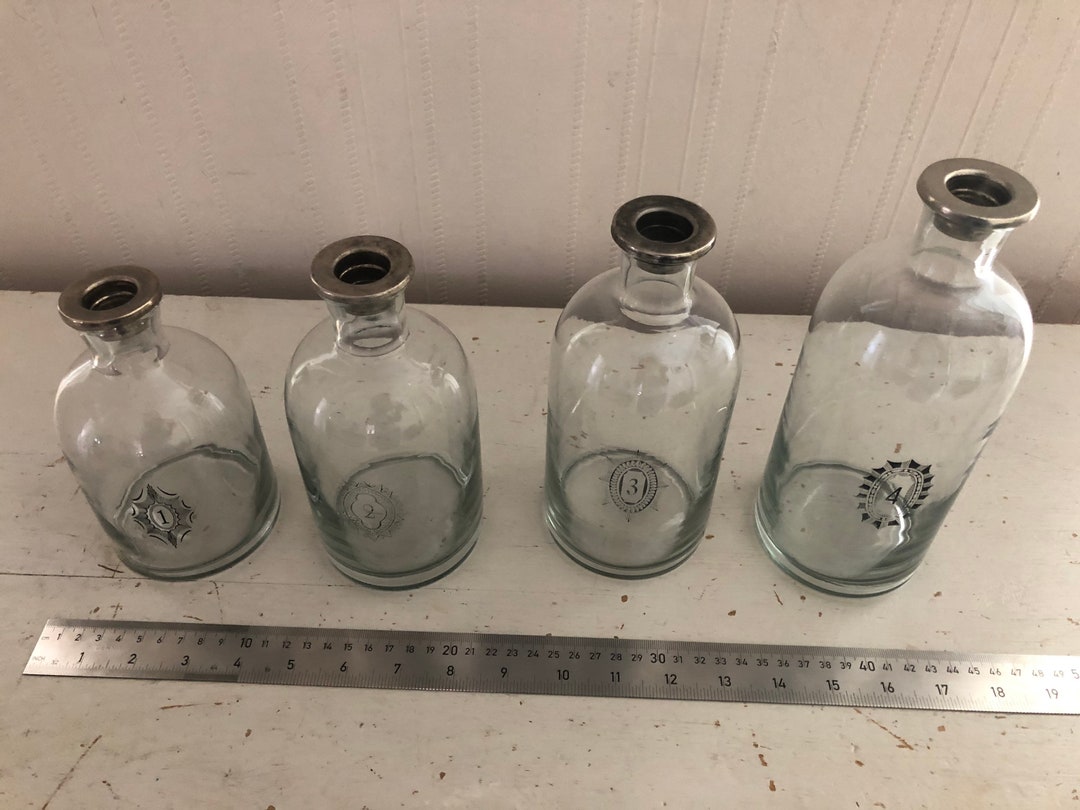 Four Vintage Glass Decanters - Etsy