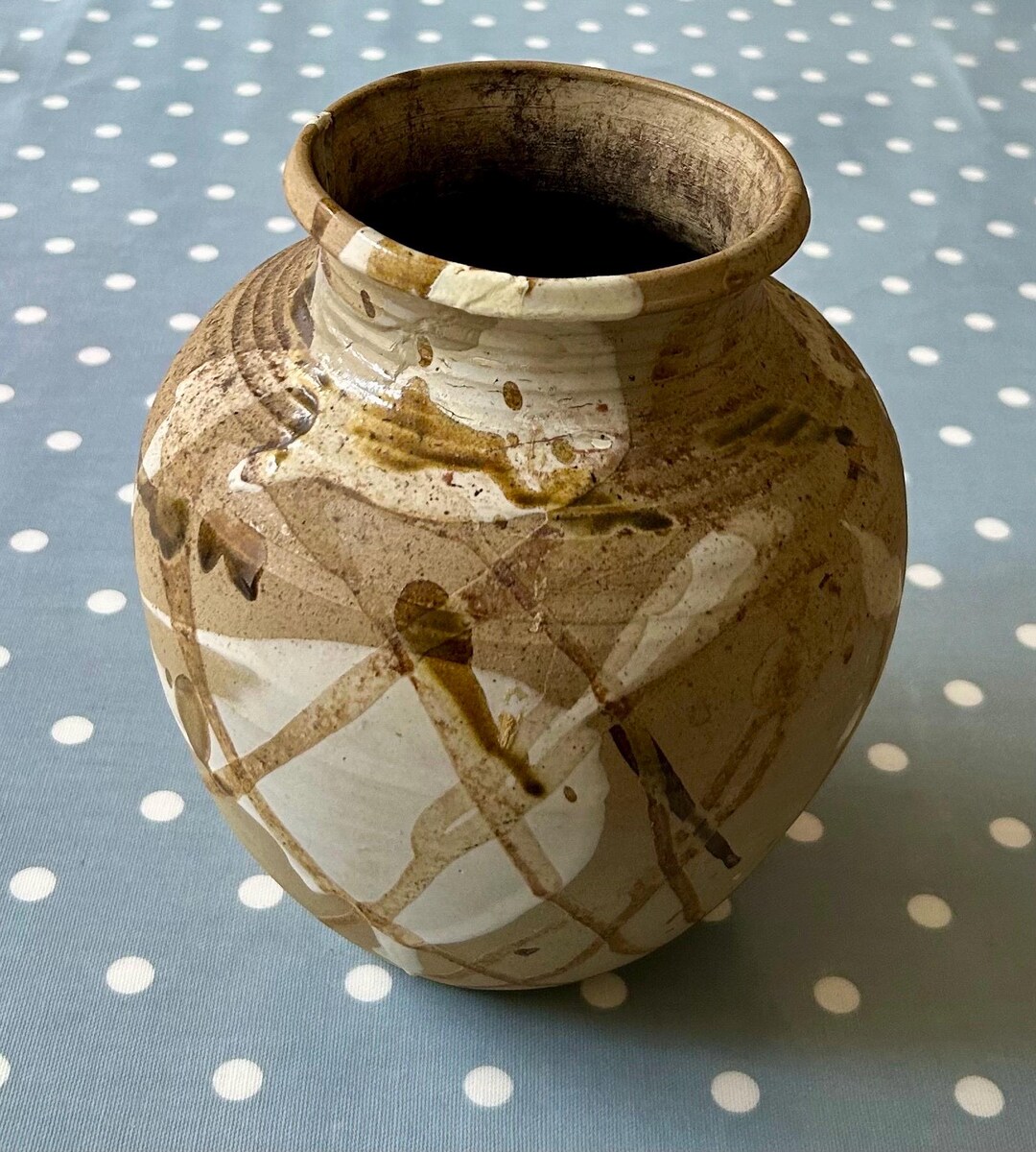 Vintage Stoneware Abstract Glazed Vase - Etsy