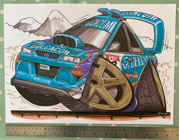 Subaru Impreza Caricature A3 Vintage Print c.1998 | Etsy