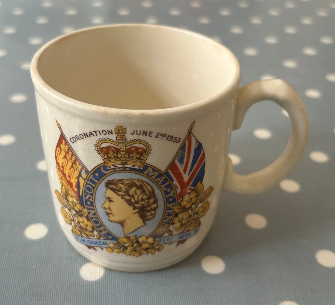 1953 Meakin Official Design Coronation Queen Elizabeth II Cup - Etsy