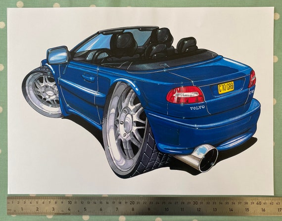 Volvo C70 Caricature A3 Vintage Print C.1998 | Etsy