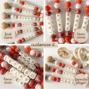 Baseball, Football, Basketball Sports Pacifier Clip • Personalize With ...
