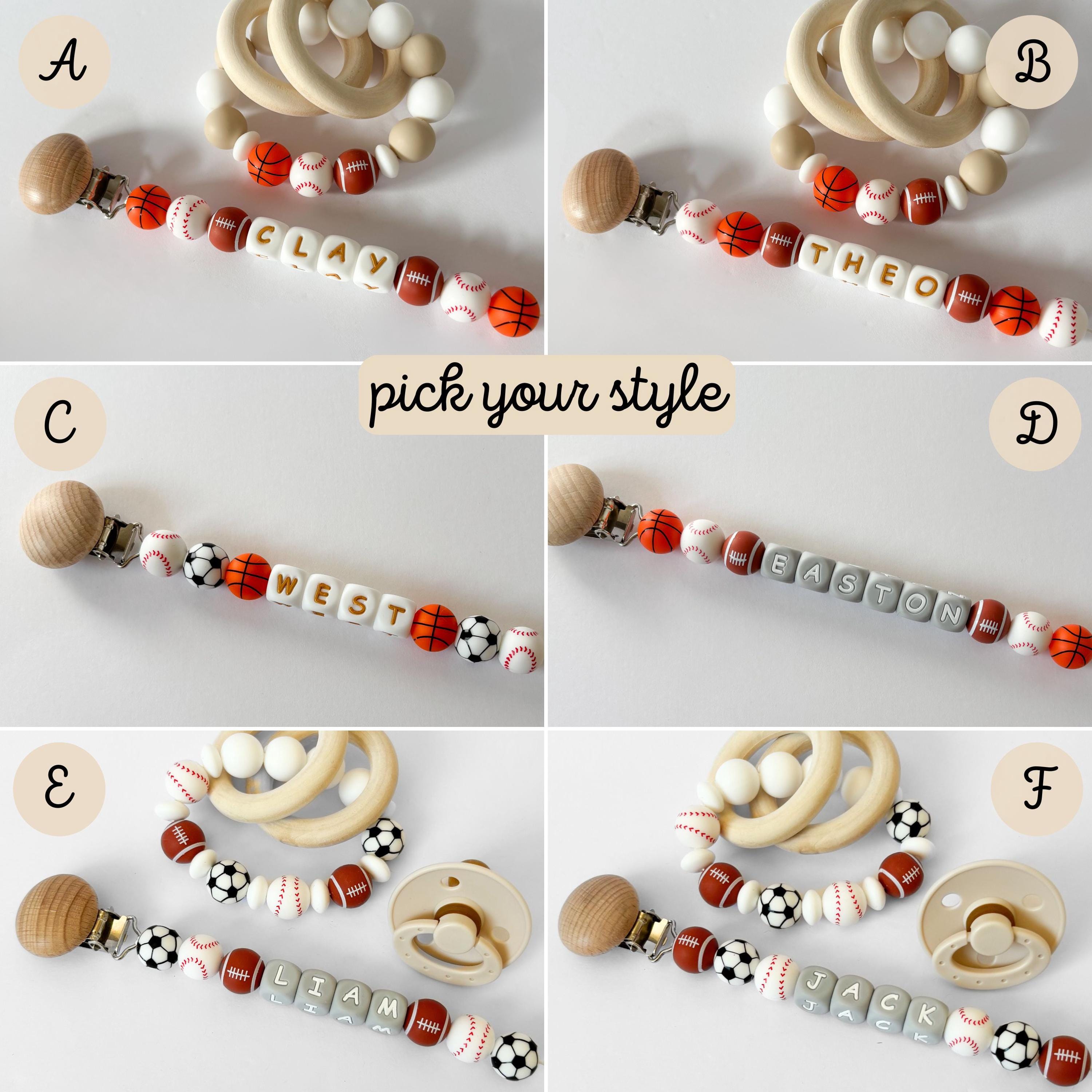Baseball, Football, Basketball Sports Pacifier Clip • Custom Baby ...