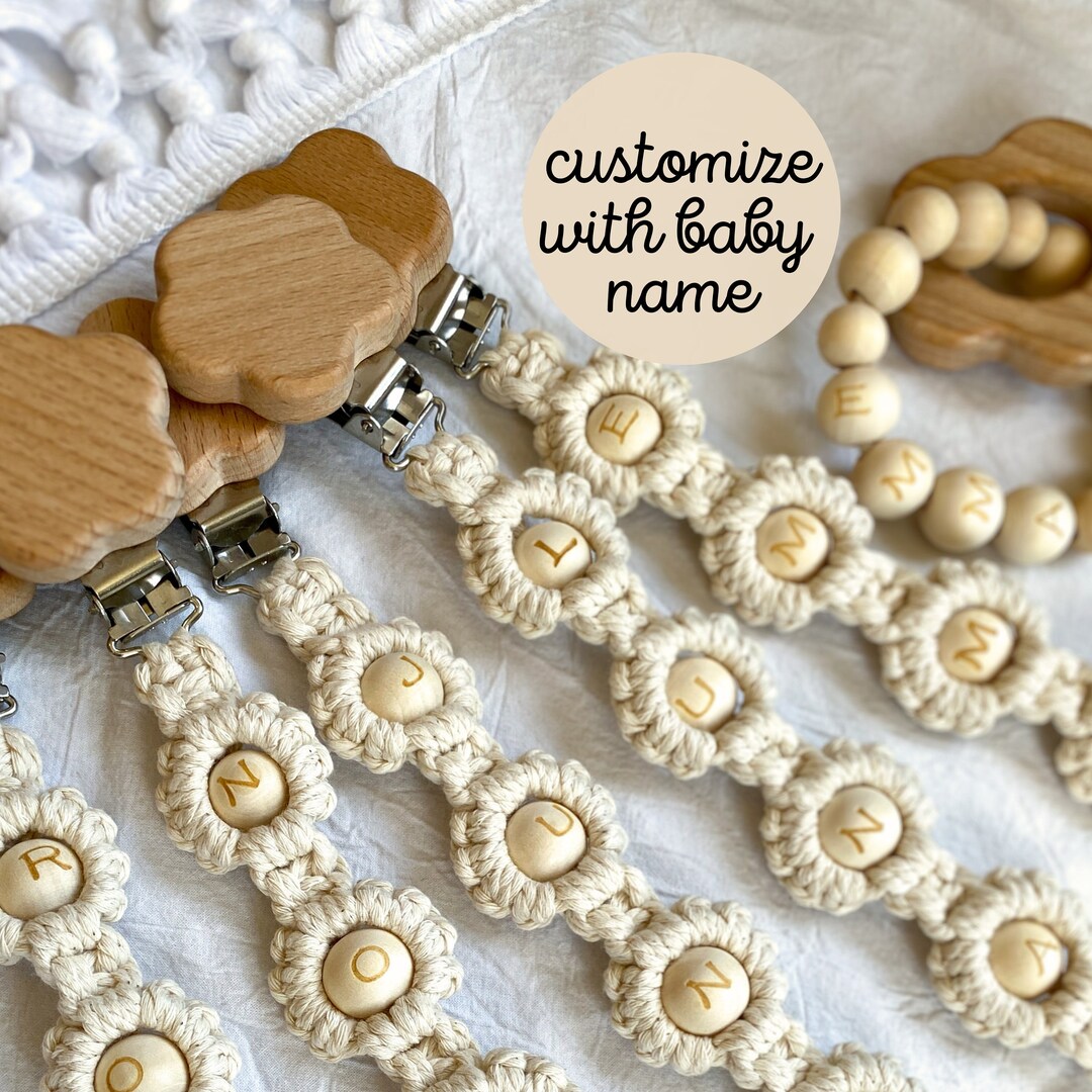 Pacifier Clip Personalized With Baby Name or Initials Daisy Flower ...