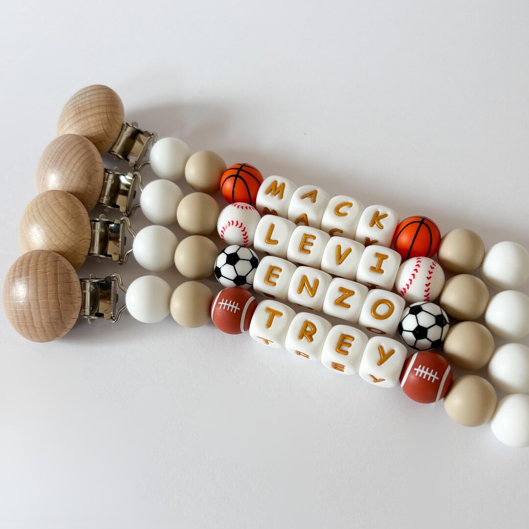 Personalized Pacifier Clip • Add Baseball, Football, Soccer or ...