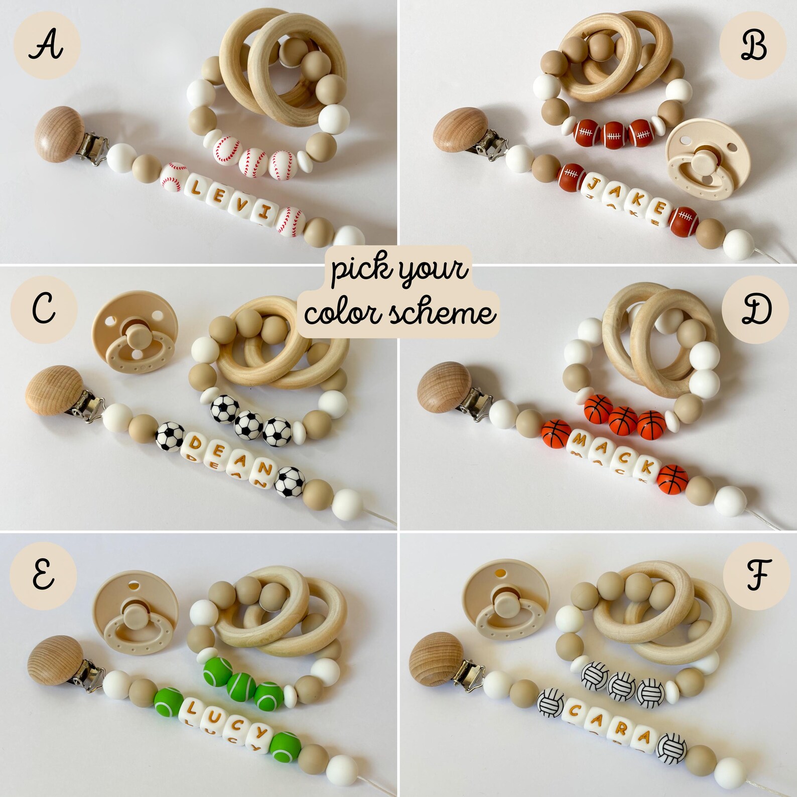 Baseball, Football, Soccer or Basketball Pacifier Clip • Personalize ...
