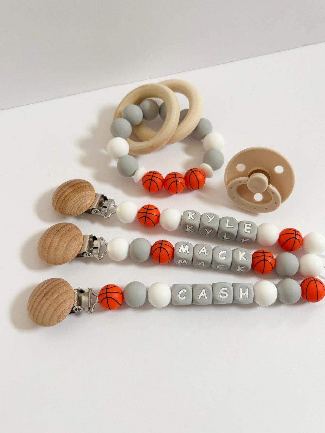 Silicone Basketball Pacifier Clip • Personalize With Newborn Baby Boy ...