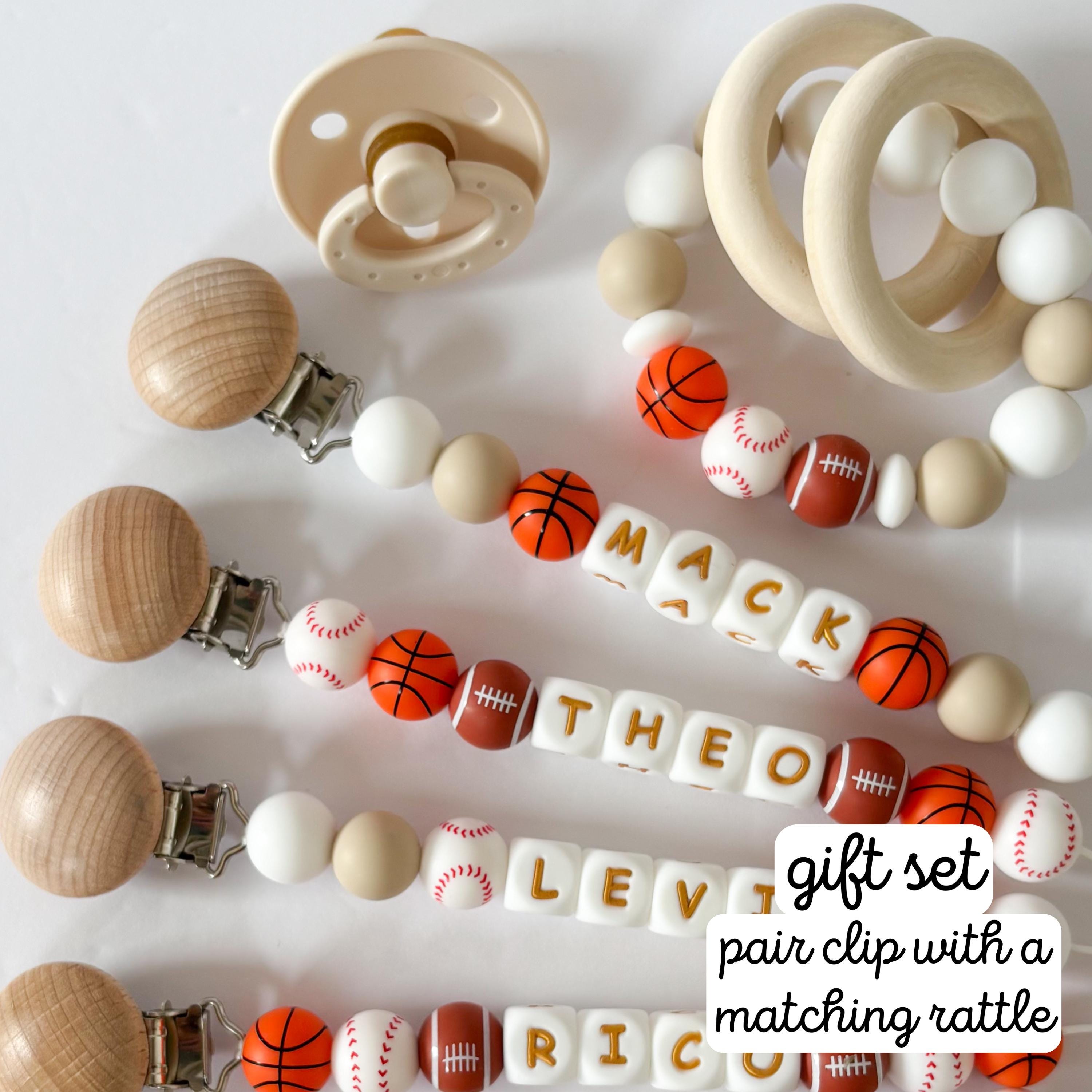 Baseball, Football, Basketball Sports Pacifier Clip • Custom Baby ...