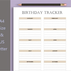 Printable Birthday Tracker, Birthday List, Remember Birthday, Birthday ...