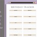 Printable Birthday Tracker, Birthday List, Remember Birthday, Birthday ...