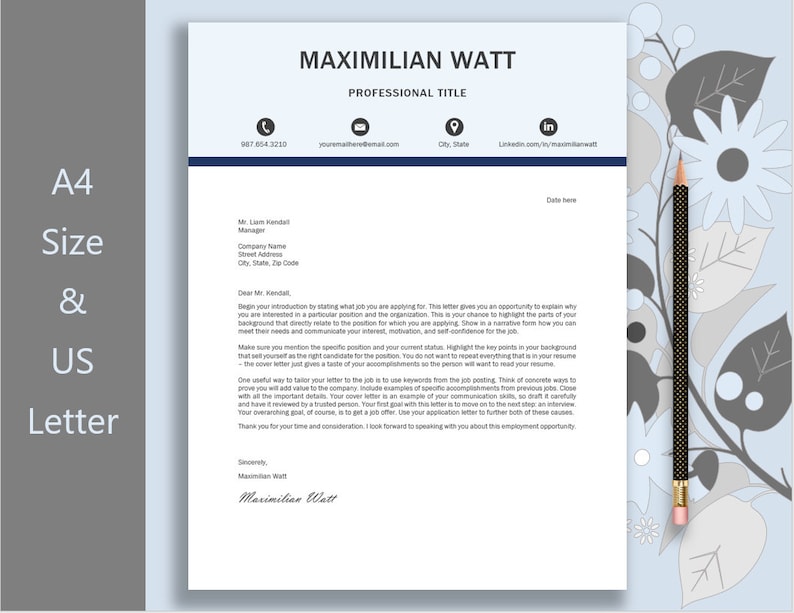 Professional Resume Template for Word, 1, 2 and 3 Page Resume Template, Cover Letter, Business ...