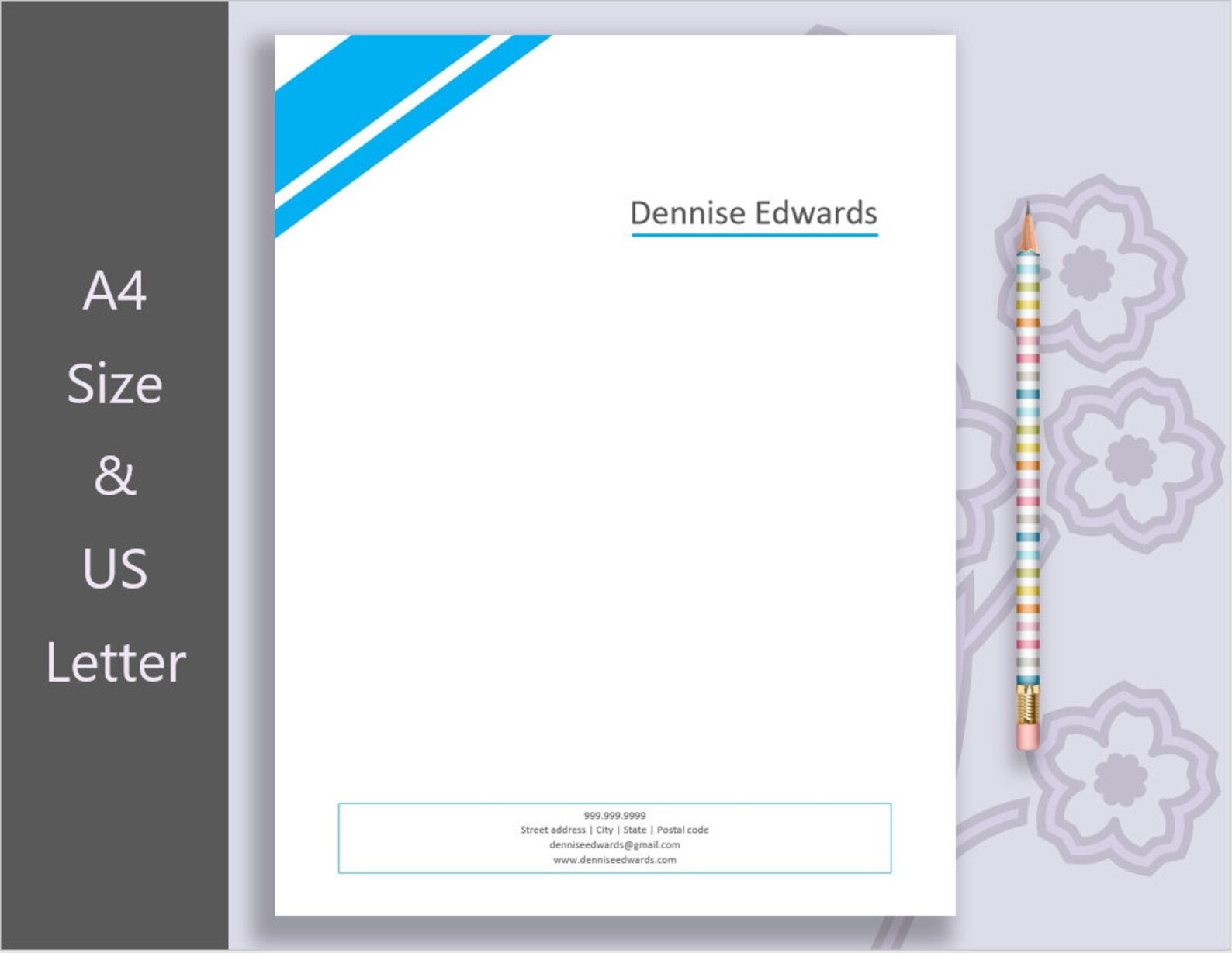 Letterhead Template MS Word, Personalized Letterhead, Custom Letterhead ...