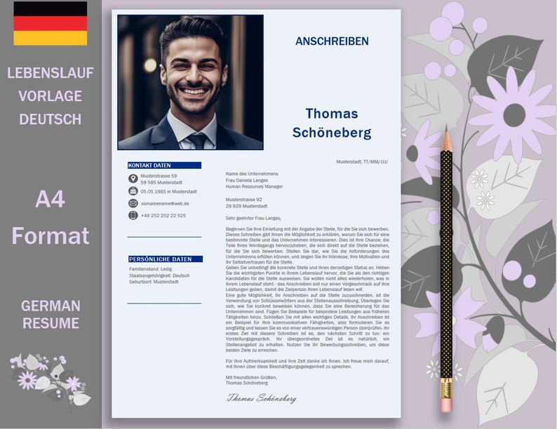 Application Templates Word, CV Template German, CV Word, Tabular CV, CV ...