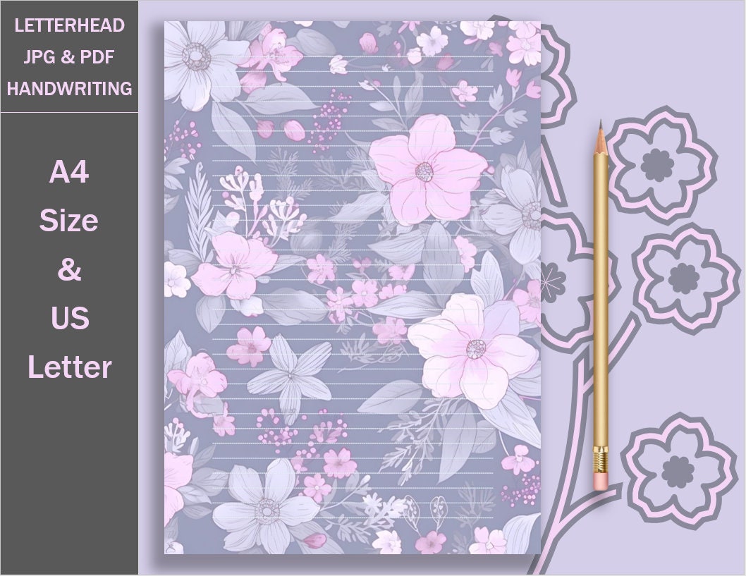 Handwriting Letter, Handwriting Letter Pink & Gray Floral, Writing ...