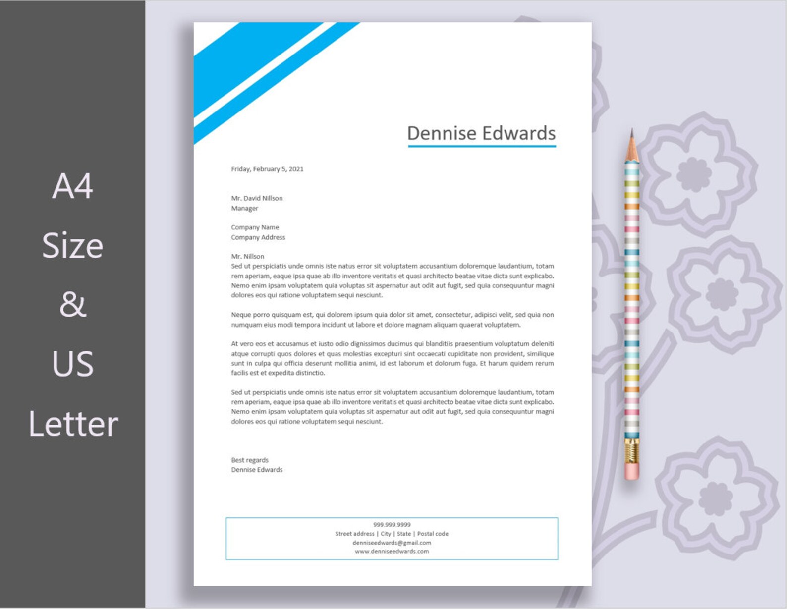 Letterhead Template MS Word, Personalized Letterhead, Custom Letterhead ...