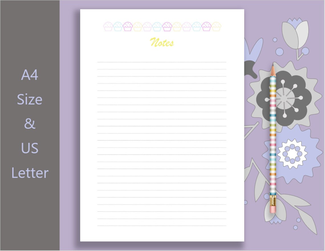 Printable Notepaper Planner Inserts US & A4 Size Filofax - Etsy