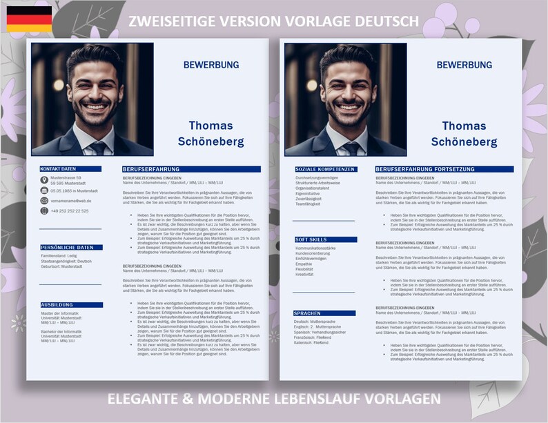 Application Templates Word, CV Template German, CV Word, Tabular CV, CV ...