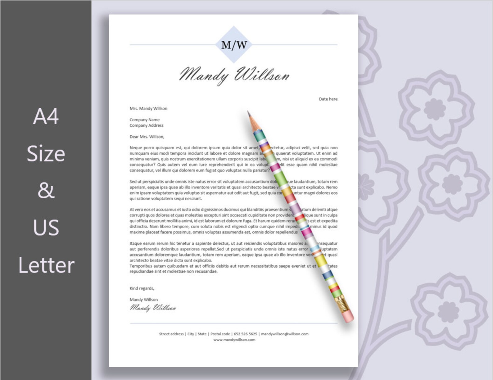 Letterhead Template MS Word, Personalized Letterhead, Editable ...