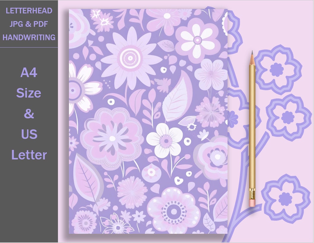 Handwriting Letterhead Violet and Rosa, Violet Rosa Lined Writing Paper ...