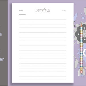 Notes Page Printable, Filofax Inserts, Filofax Printable, Planner ...