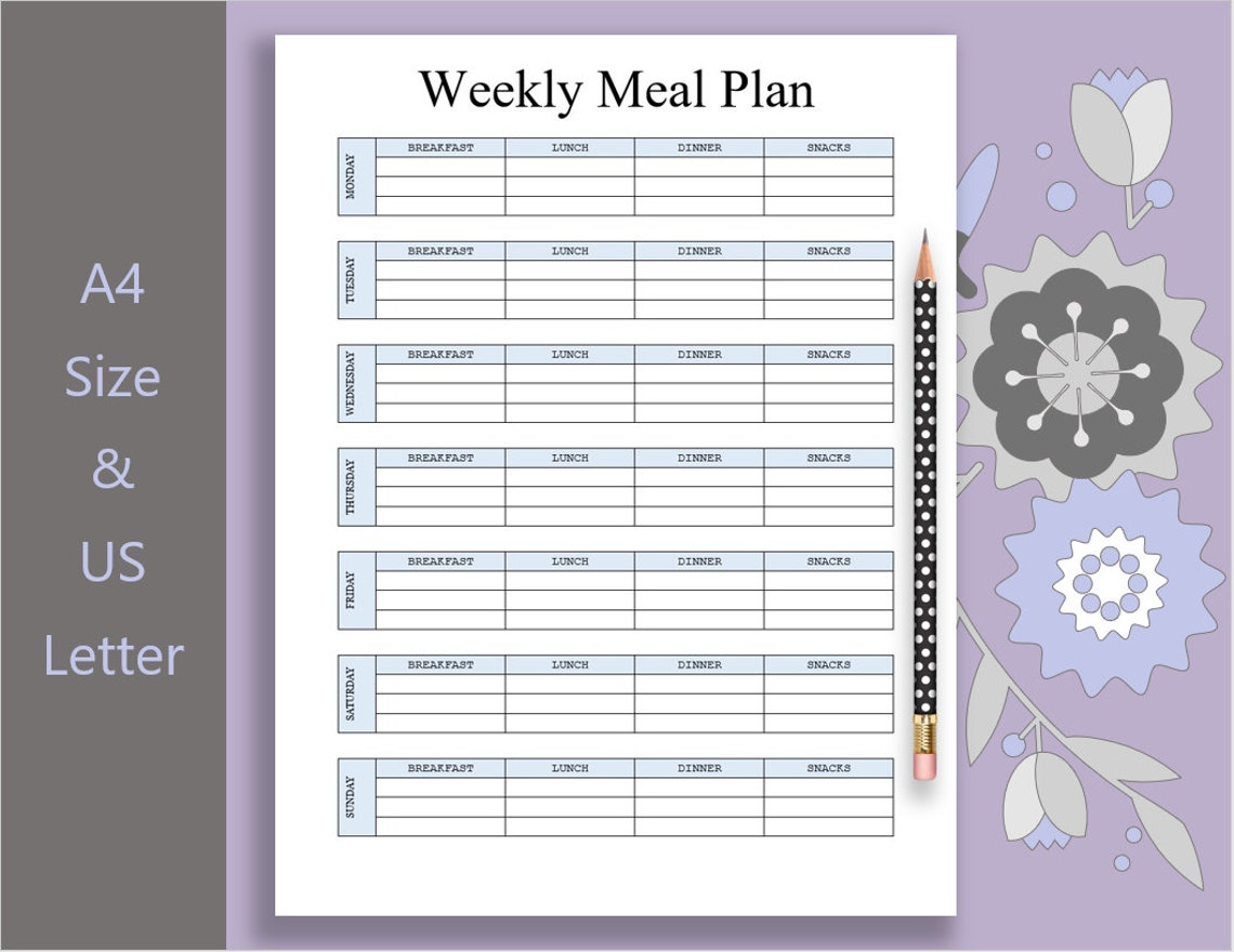 Meal Planner Meal Plan Food Journal Meal Planning - Etsy