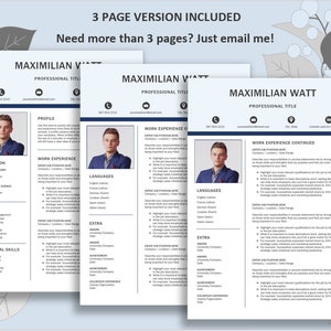 Professional Resume Template for Word, 1, 2 and 3 Page Resume Template ...