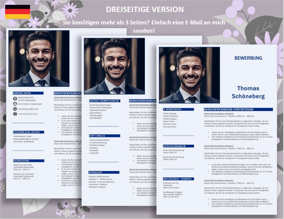 Application Templates Word, CV Template German, CV Word, Tabular CV, CV ...