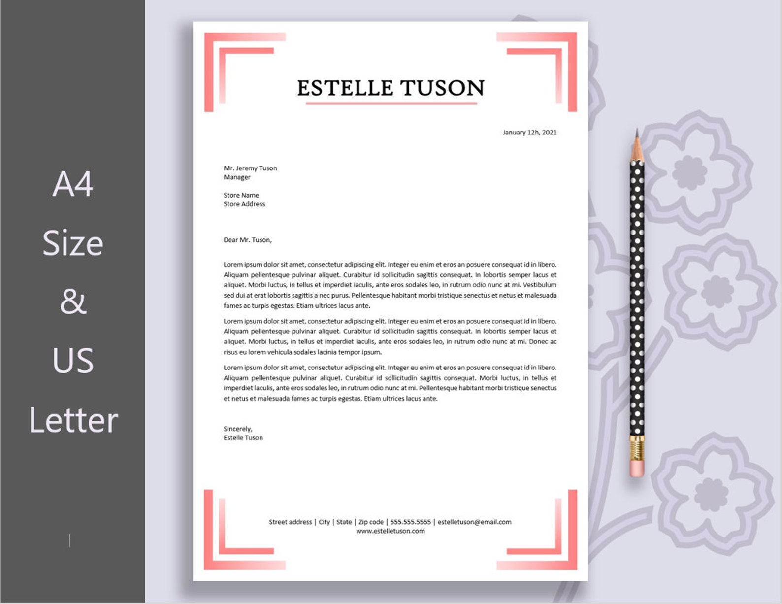 Letterhead Template MS Word | Personalized Letterhead | Custom ...
