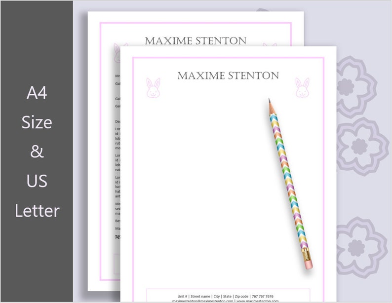 Easter Letterhead, Bunny Mail, Easter Stationery, Personalized ...