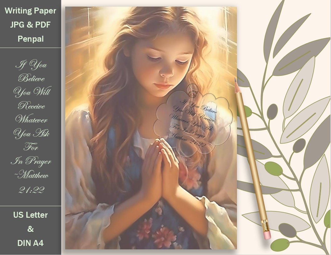 Writing Paper With Quotations From Matthew 21:22, Bible Quotes, Non ...