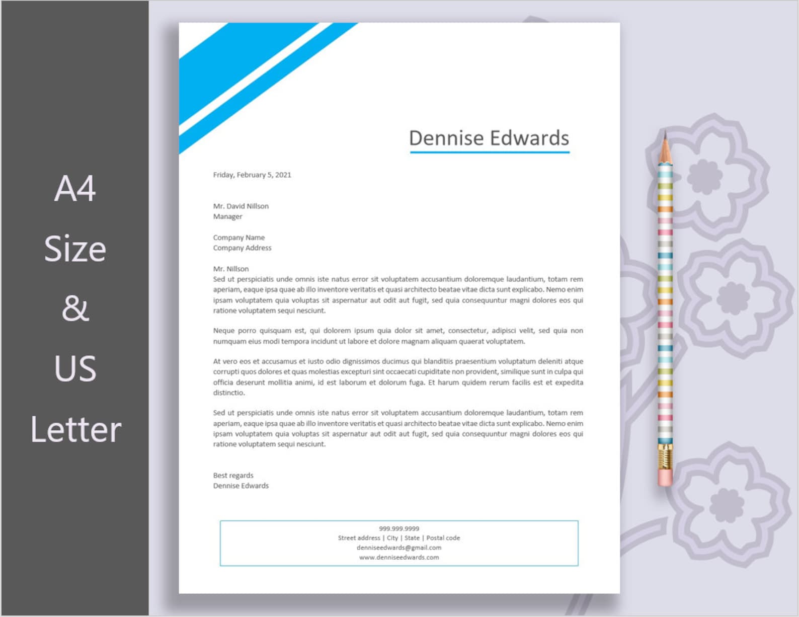 Letterhead Template MS Word, Personalized Letterhead, Custom Letterhead ...