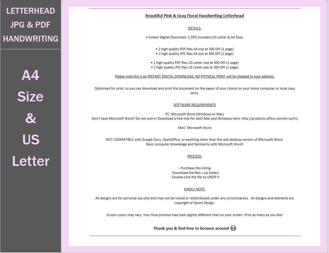 Handwriting Letter, Handwriting Letter Pink & Gray Floral, Writing ...