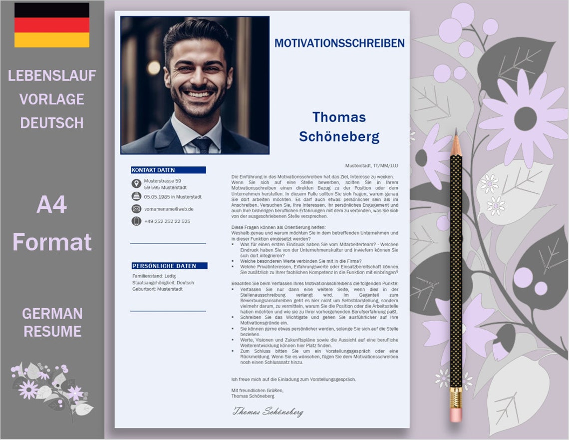 Application Templates Word, CV Template German, CV Word, Tabular CV, CV ...