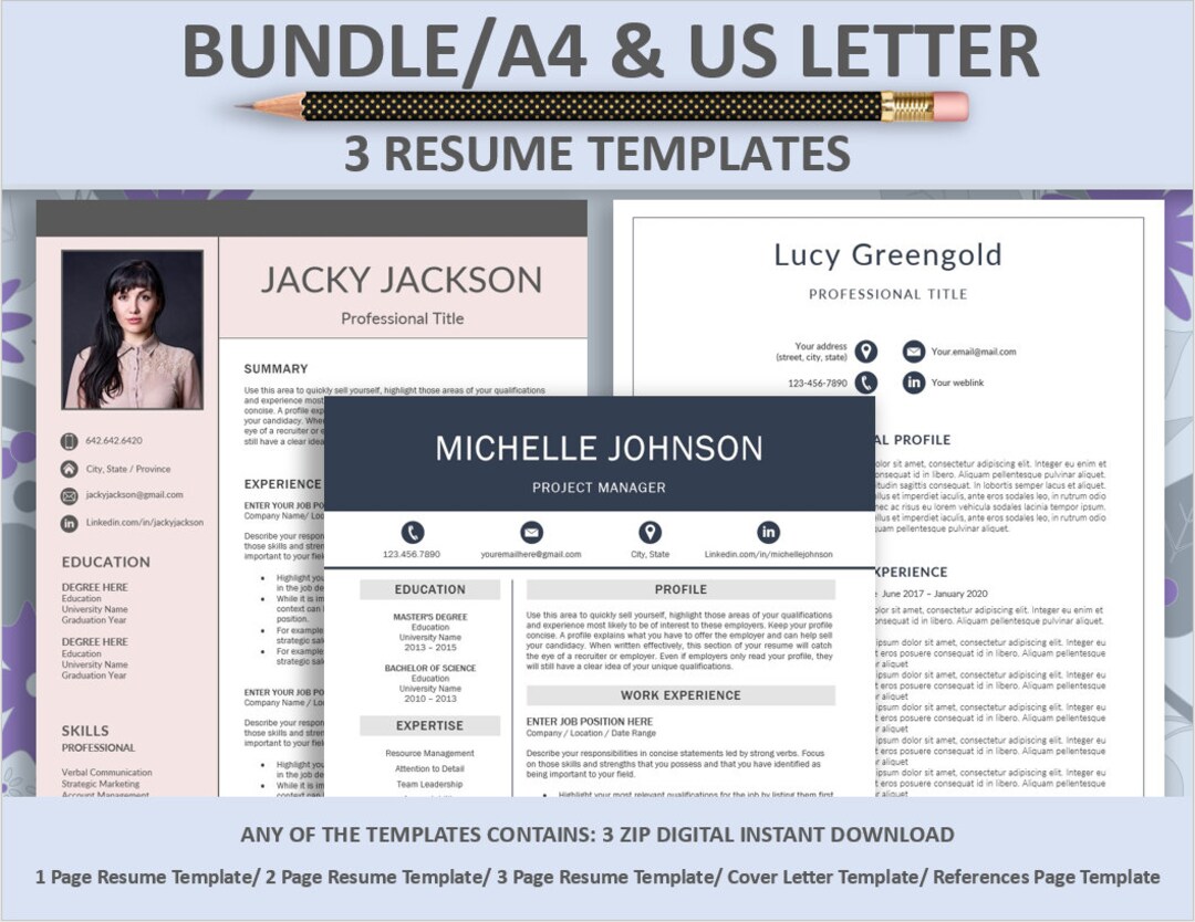 CV Template Bundle, Resume Template Word, Resume Template, CV Template ...
