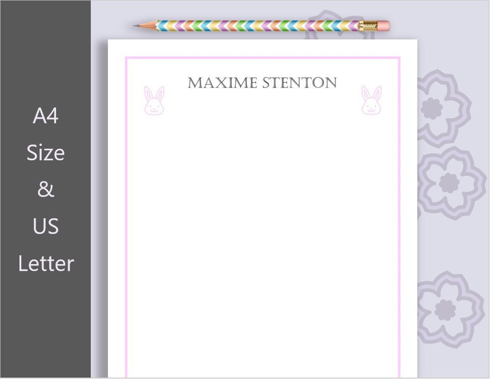 Easter Letterhead, Bunny Mail, Easter Stationery, Personalized ...
