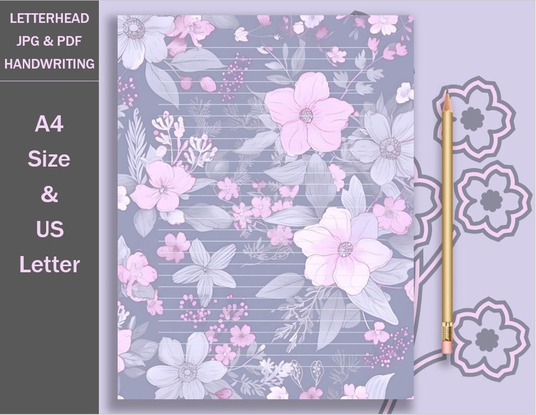 Handwriting Letter, Handwriting Letter Pink & Gray Floral, Writing ...