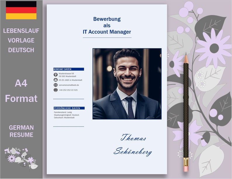 Application Templates Word, CV Template German, CV Word, Tabular CV, CV ...