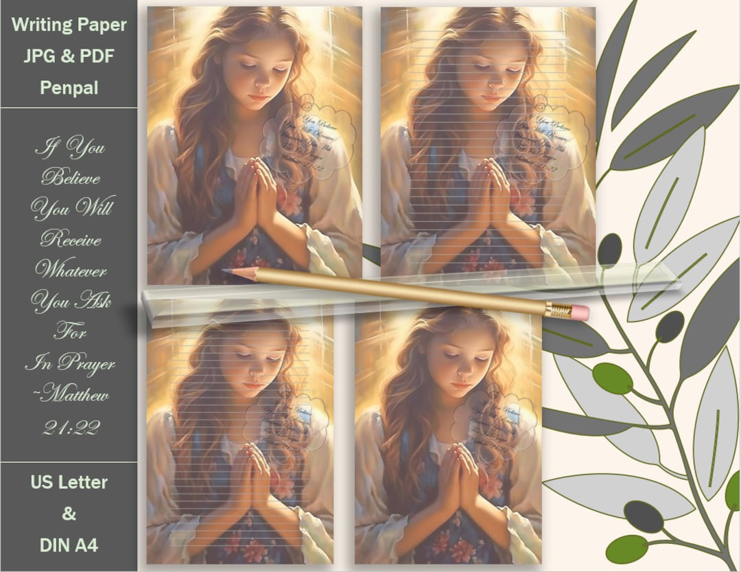 Writing Paper With Quotations From Matthew 21:22, Bible Quotes, Non ...