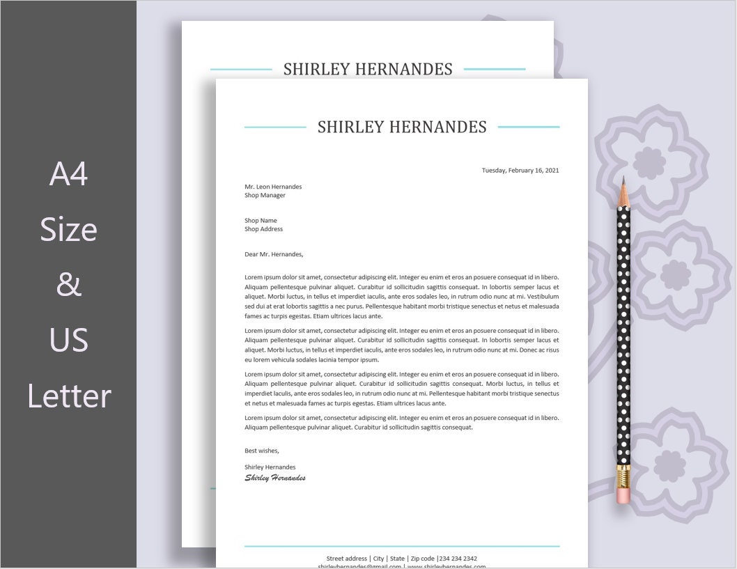 Letterhead Template MS Word, Personalized Letterhead, Custom Letterhead ...