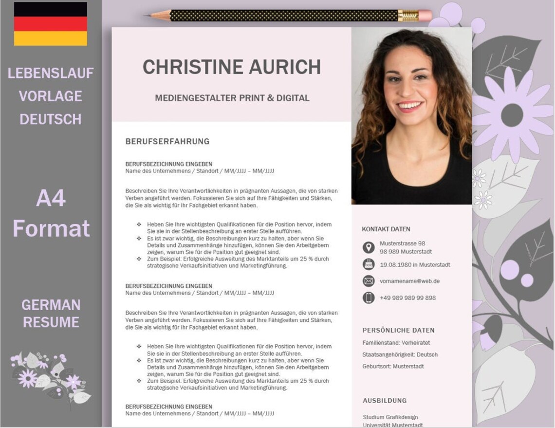 CV allemand, modèle de CV Word, modèle de candidature, lettre de ...