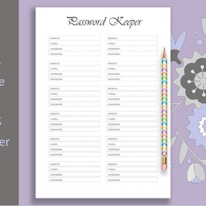 Remember Passwords, Password Keeper, Password Reminder, A4 & US Letter ...