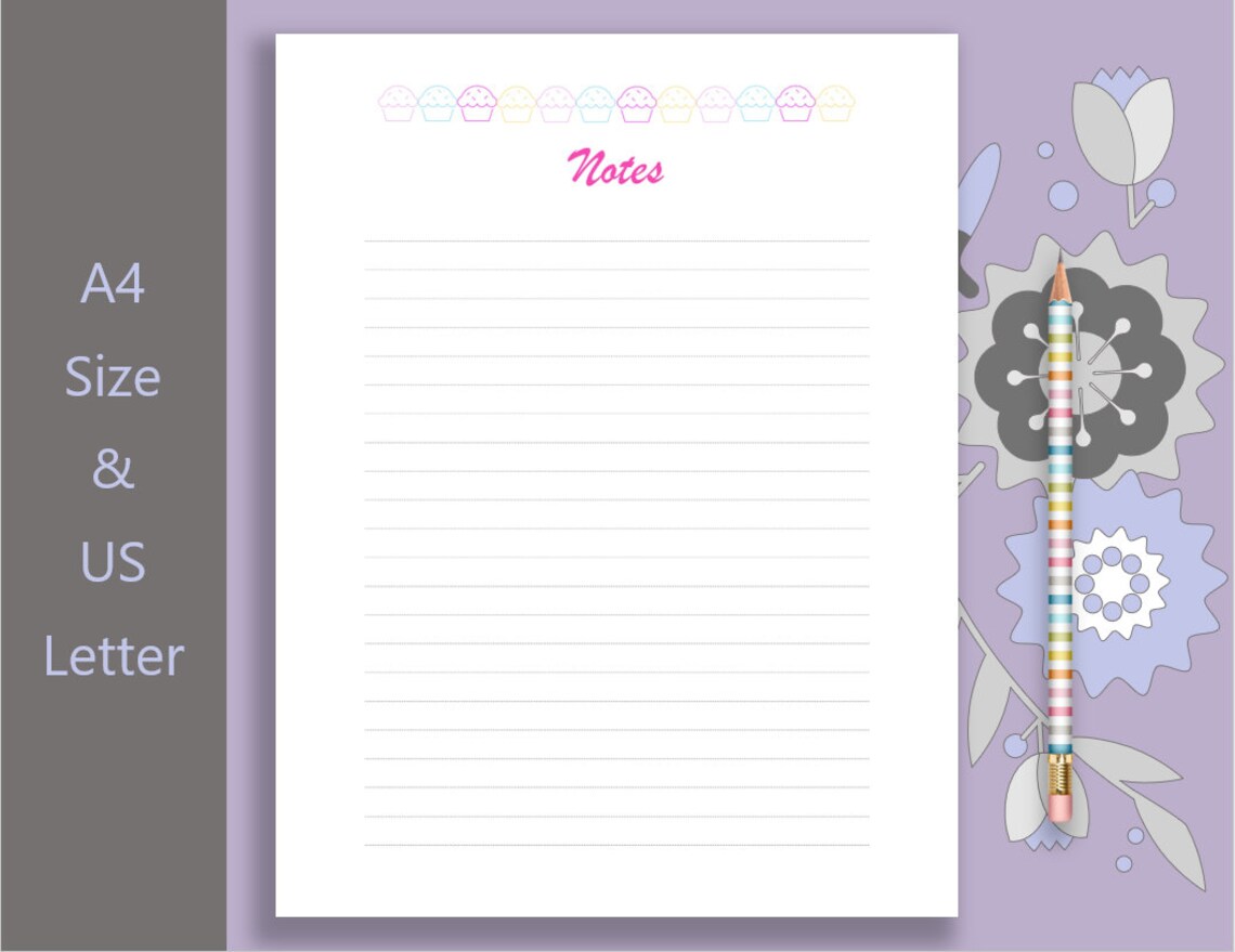Printable Notepaper Planner Inserts US & A4 Size Filofax - Etsy