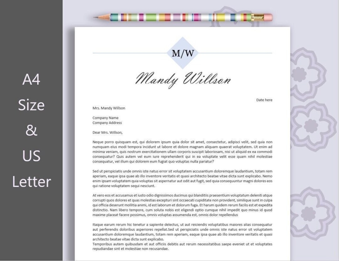 Letterhead Template MS Word, Personalized Letterhead, Editable Letterhead, Diy Custom Stationery ...